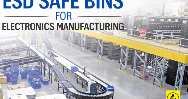 ESD Safe Plastic Bins for Electronics Manufacturing