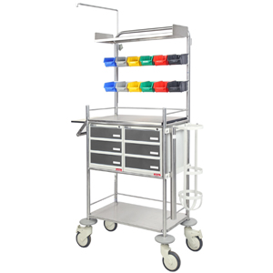 Alkon Crash Cart Components with Hippo bins